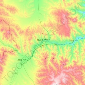 Mappa topografica Xiahe, altitudine, rilievo